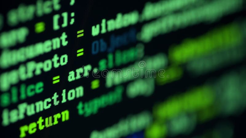 Close Up Of Monitor Screen With Developing Programming And Coding Technologies Programmer Or