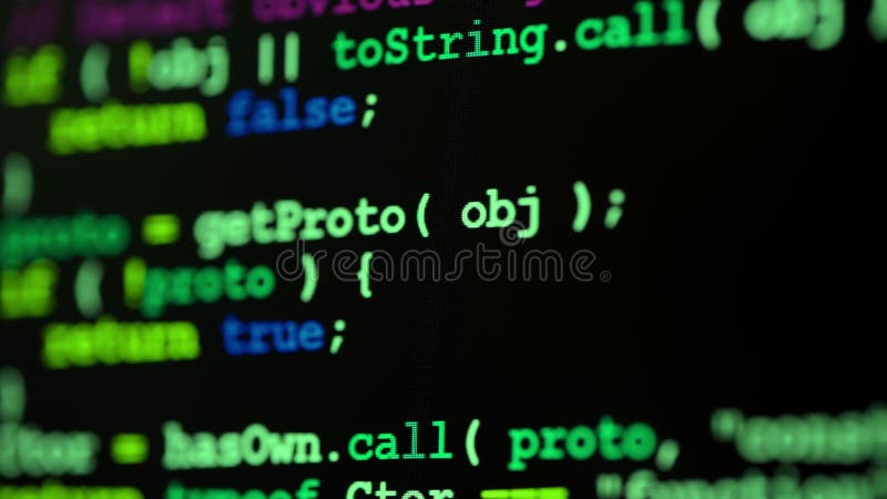Close Up Of Monitor Screen With Developing Programming And Coding Technologies Programmer Or