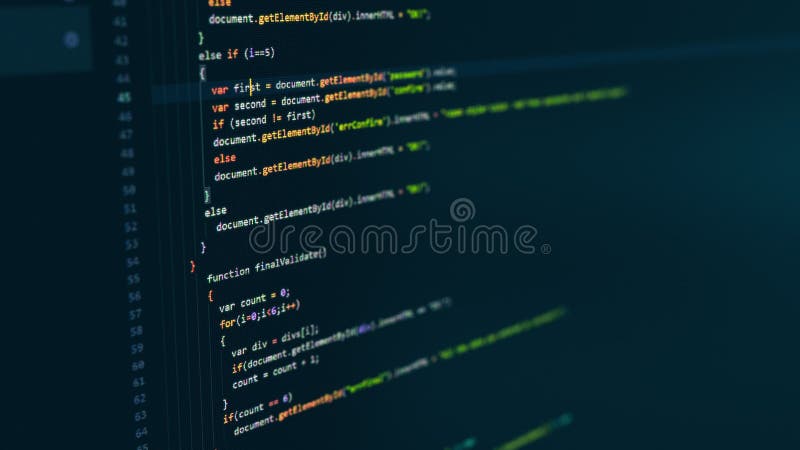 Close Up Of Monitor Screen With Developing Programming And Coding