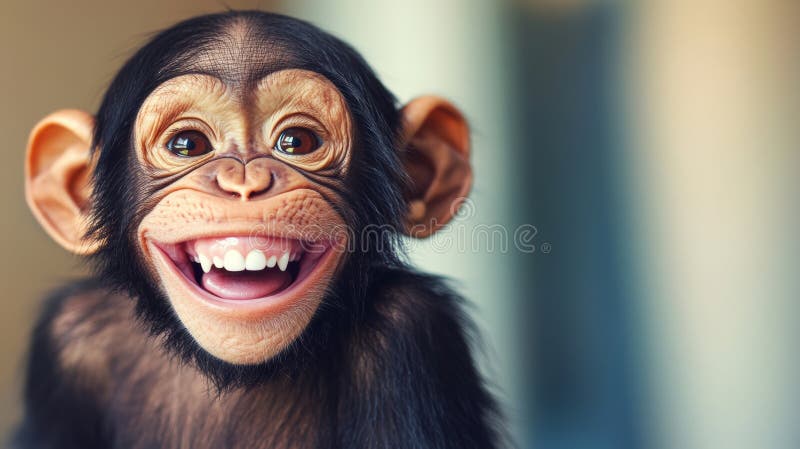 A Close Up of a Monkey with Big Teeth Smiling, AI Stock Image - Image ...