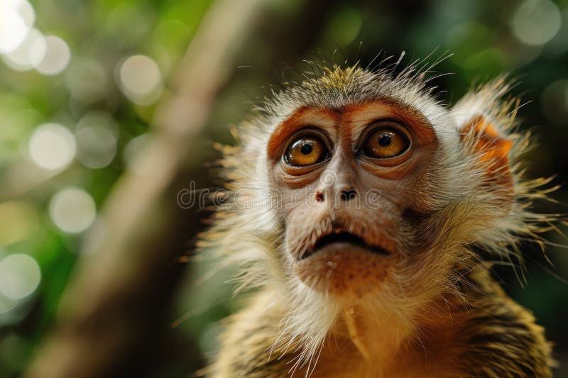 Close Up of Monkey S Face with Very Large Yellow Eyes. Generative AI ...