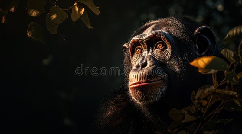 Close Up of Monkey S Face with Very Large Yellow Eyes. Generative AI ...