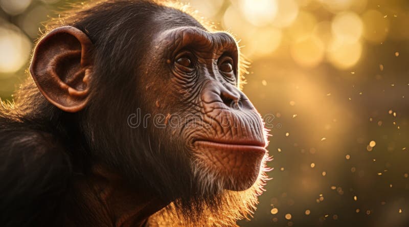 Close Up of Monkey S Face with Very Large Yellow Eyes. Generative AI ...