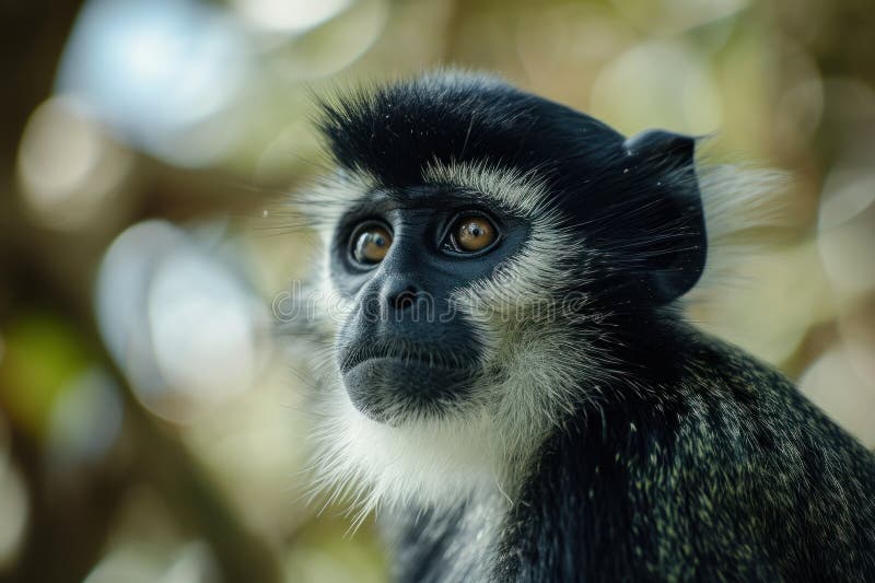 Close Up of Monkey S Face with Very Large Yellow Eyes. Generative AI ...