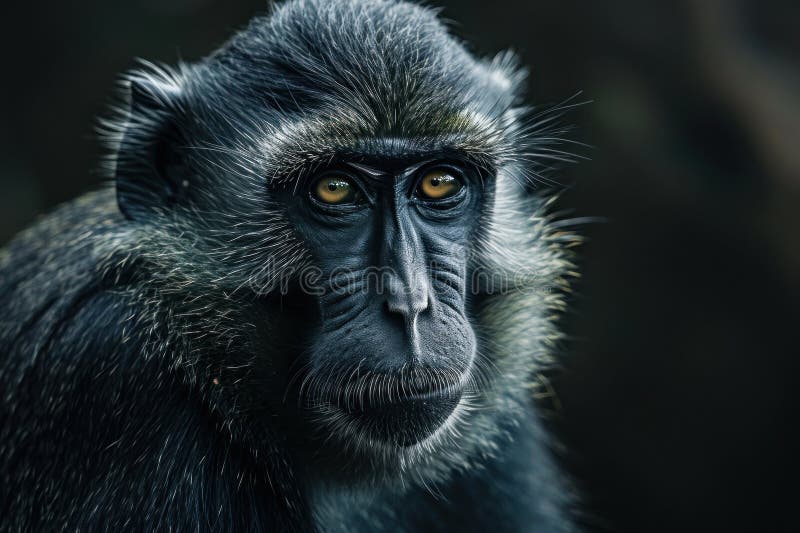 Close Up of Monkey S Face with Very Large Yellow Eyes. Generative AI ...