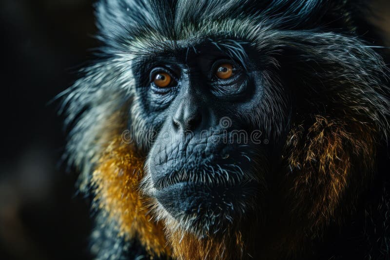 Close Up of Monkey S Face with Very Large Yellow Eyes. Generative AI ...