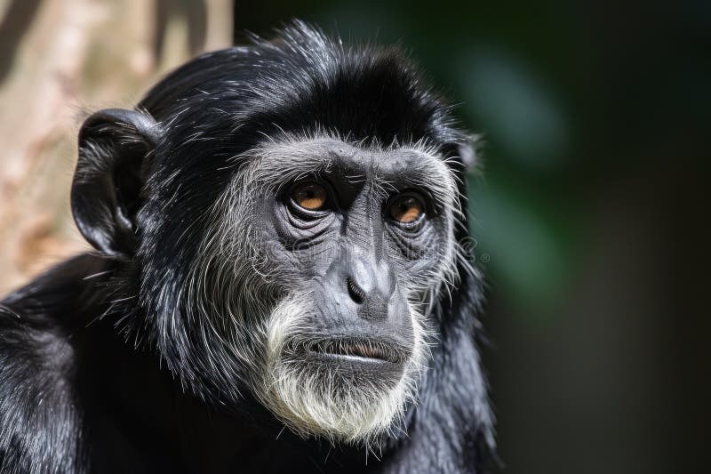 Close Up of Monkey S Face with Very Large Yellow Eyes. Generative AI ...