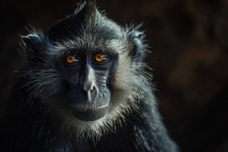 Close Up of Monkey S Face with Very Large Yellow Eyes. Generative AI ...