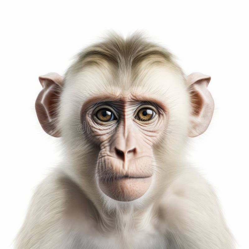 Monkey Close-up: a Stunningly Realistic Portrait on White Background ...