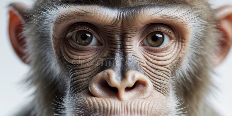 Close Up of Monkey Face Showing Wrinkles and Brown Eyes Staring ...