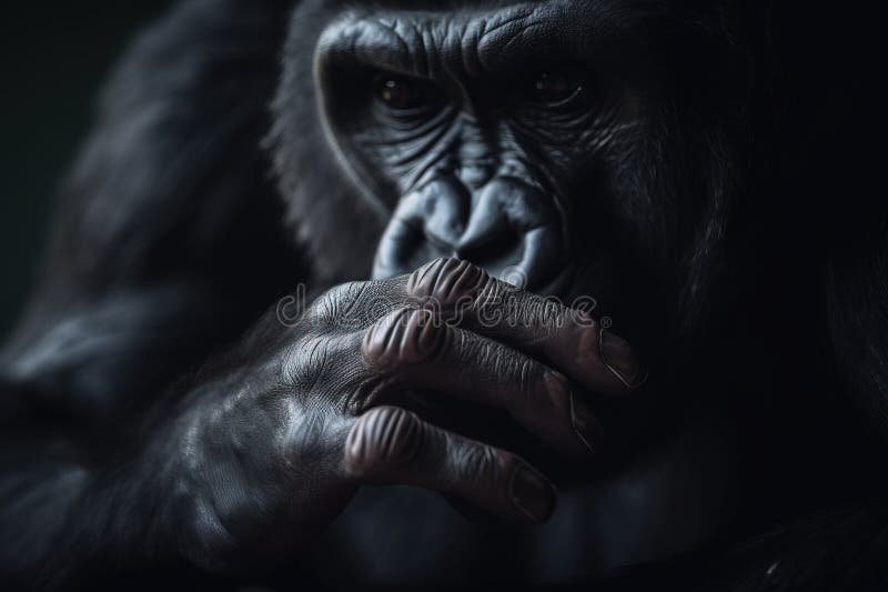 A Close Up of a Monkey with His Hands on His Face Stock Illustration ...