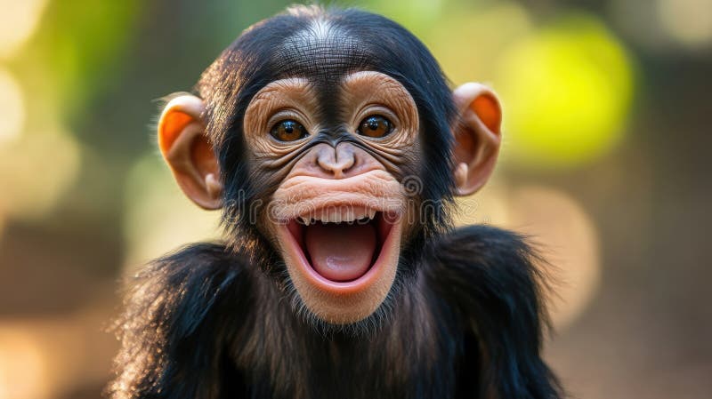 A Close Up of a Monkey with Its Mouth Open and Smiling, AI Stock Photo ...