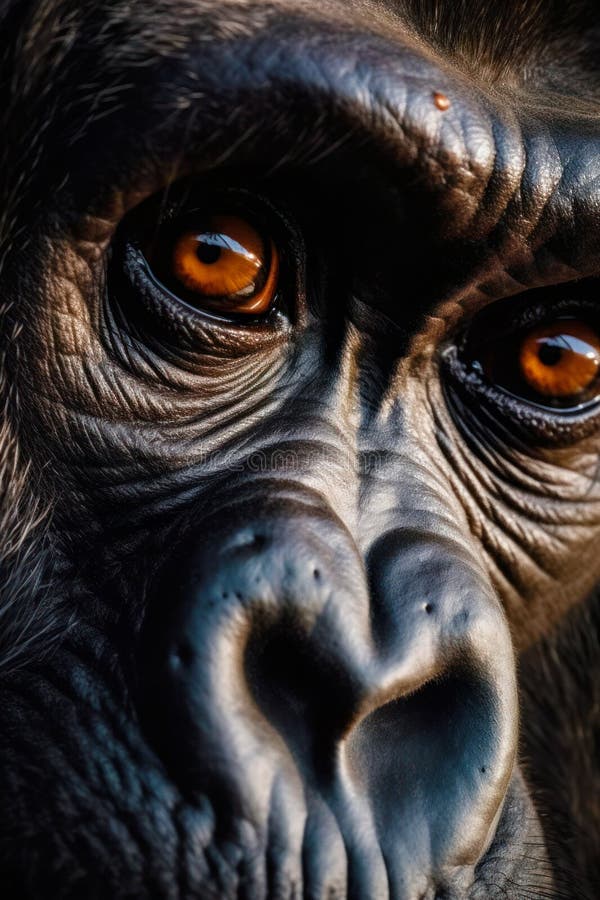 Close Up of Monkey S Face with Very Large Yellow Eyes. Generative AI ...