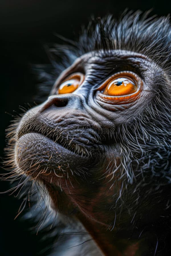 Close Up of Monkey S Face with Its Eyes Wide Open and Staring into the ...