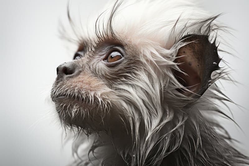 A Close Up of a Monkey with Wet Hair Stock Illustration - Illustration ...