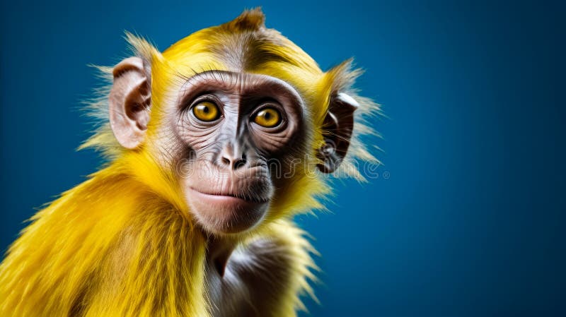 Close Up of Monkey with Yellow Fur and Bright Eyes. Generative AI Stock ...