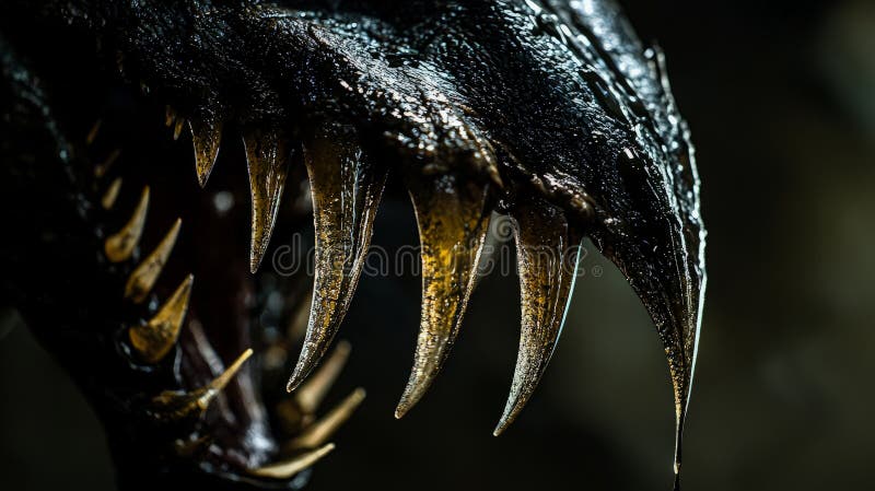 Close-up of Monstrous Teeth, Dark Background, Fantasy Creature Stock ...