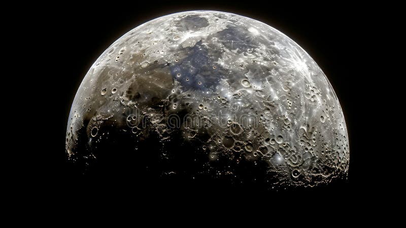 Close Up of the Moon in Dark Sky Stock Image - Image of planetary ...