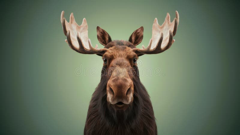 A Close Up of a Moose with Large Antlers on Its Head, AI Stock Image ...