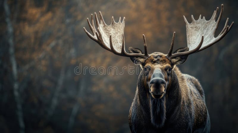 A Close Up of a Moose with Large Antlers Standing in Front of Trees, AI ...