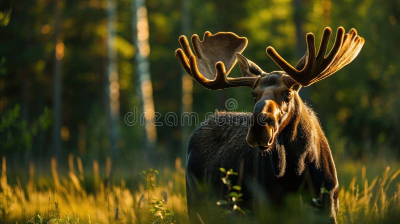 Close-up of Moose in a Summer Forest Stock Illustration - Illustration ...