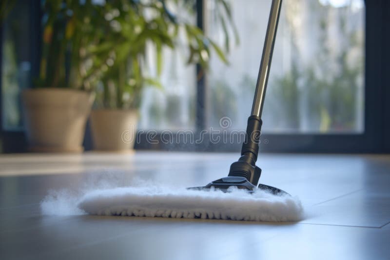 Close-up of a Mop Resting on a Tiled Floor, Ready for Use Stock Photo ...