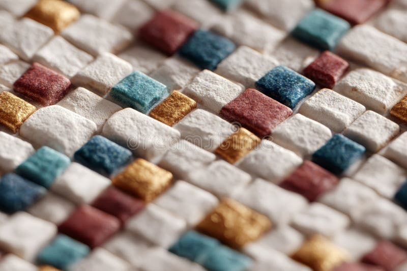 A Close Up of a Mosaic Tile Wall with Different Colored Squares Stock ...