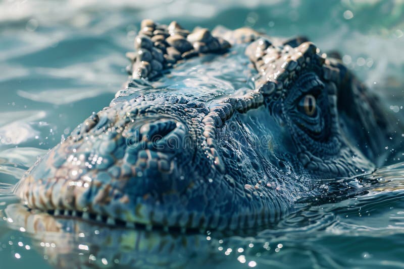 Close Up of Mosasaurus Dinosaur Swimming in Water Stock Illustration ...