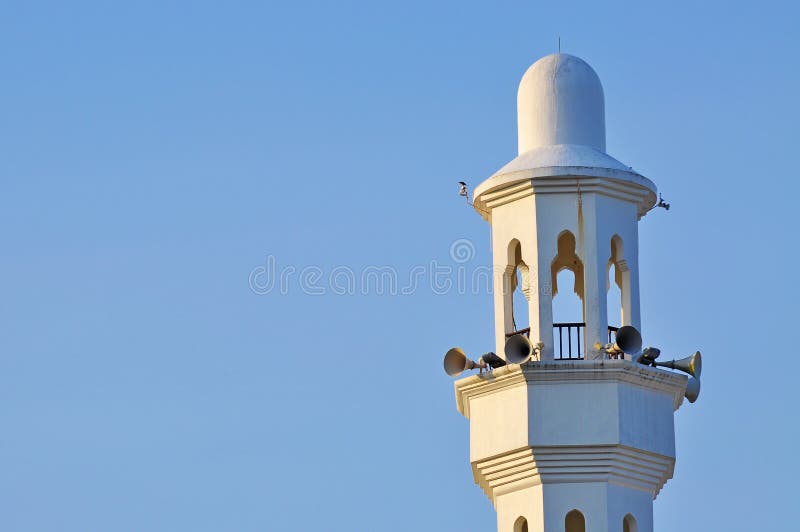 Close Up of Mosque Tower with Copy Space Area Stock Photo - Image of ...