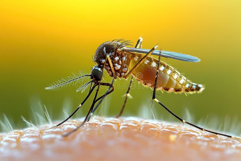 Close-up of a Mosquito Resting on Skin in Summer Stock Illustration ...