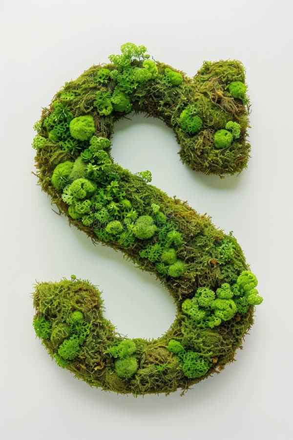 A Close-up of a Moss-covered Letter S on a White Surface, Great for ...