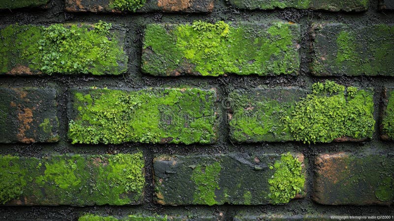 Close Up of Moss Growing on a Brick Wall Stock Image - Image of ...