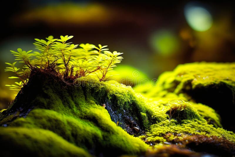A Close-up of Moss and Plant in a Forest. Created with Generative AI ...