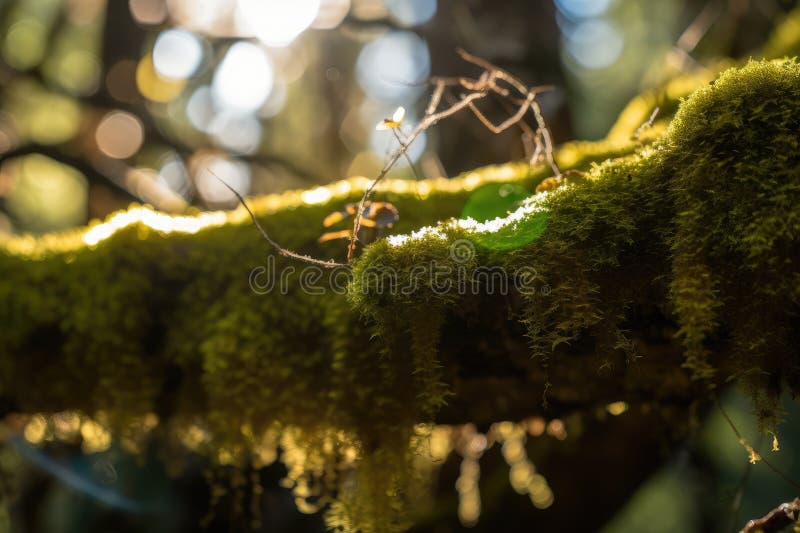 Close-up of Moss, with Sun Shining through the Forest Canopy Stock ...