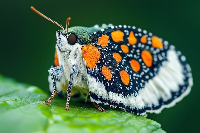 Close Up of a Moth Lying on a Leaf Ai Photo Stock Illustration ...