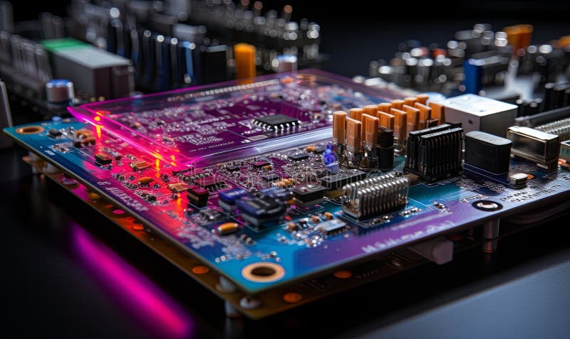 Close Up of Motherboard Components Stock Image - Image of integrated ...