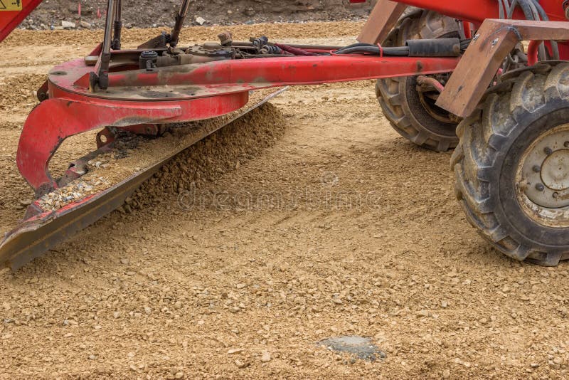 Close Up of Motor Grader Working on Gravel Leveling 3 Stock Image ...
