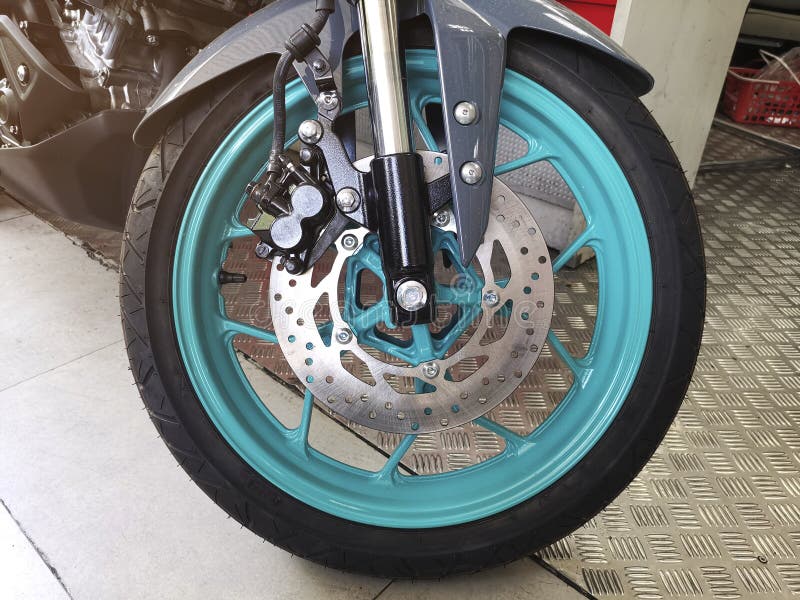 Close-up of Motorcycle Brakes and Front Wheel Stock Photo - Image of ...