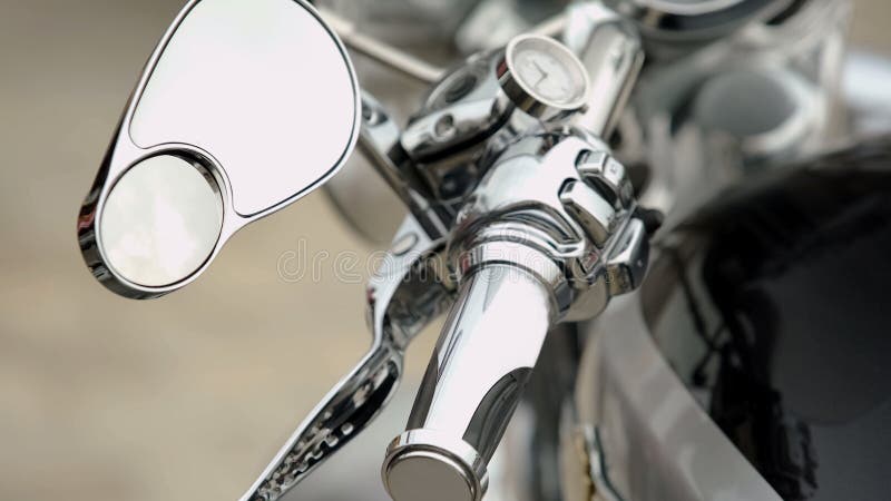 Close-up of Motorcycle Control Panel with Speedometer and Handles ...