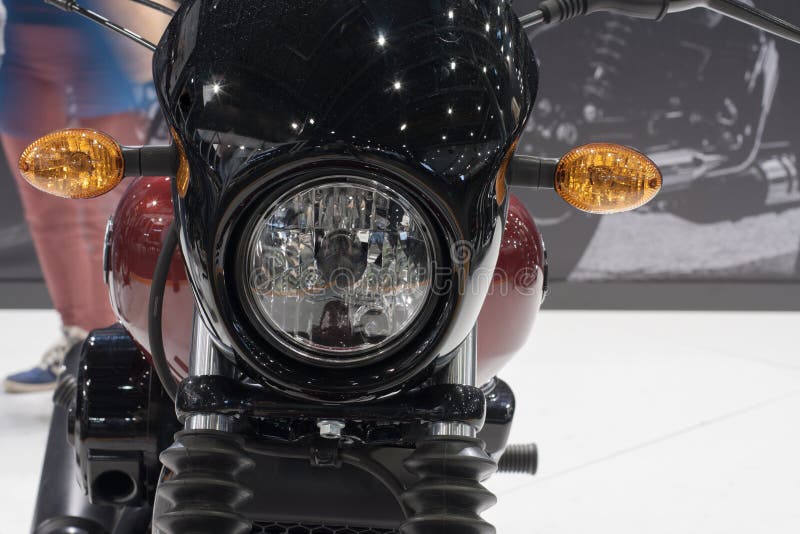 Close Up of Motorcycle Front Light, Indoor Photo. Stock Image - Image ...