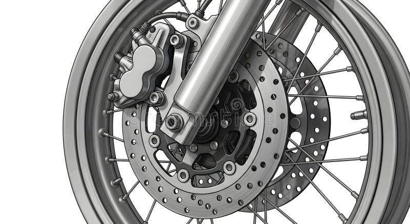Close-up of a Motorcycle Front Wheel and Brake System. Stock Image ...