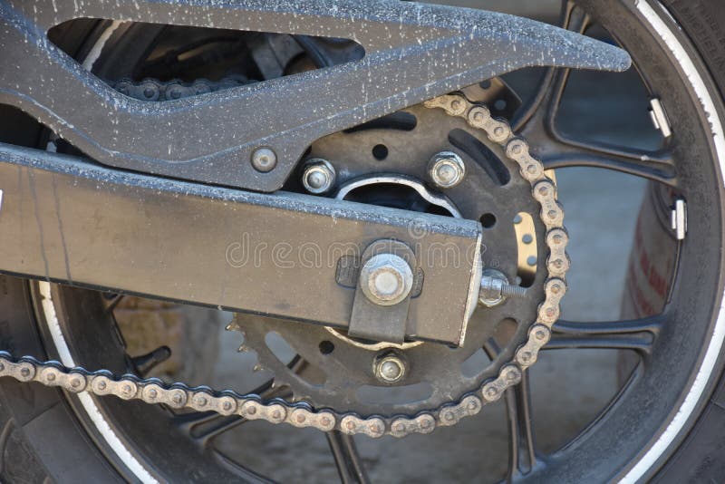 Close Up of Motorcycle Gear System and Chains Stock Image - Image of ...