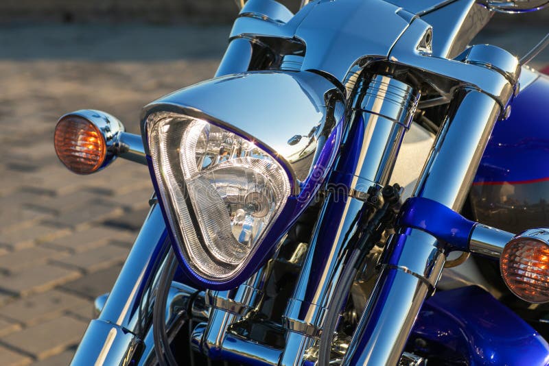 Close Up of a Motorcycle Headlight with Blinker Light Stock Image ...