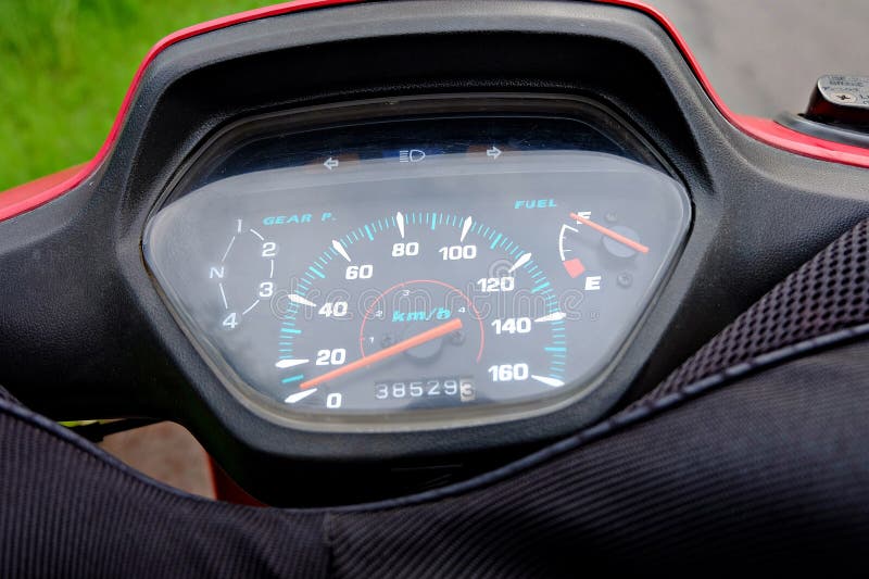 Close Up of a Motorcycle with a Ometer Stock Image - Image of mile ...