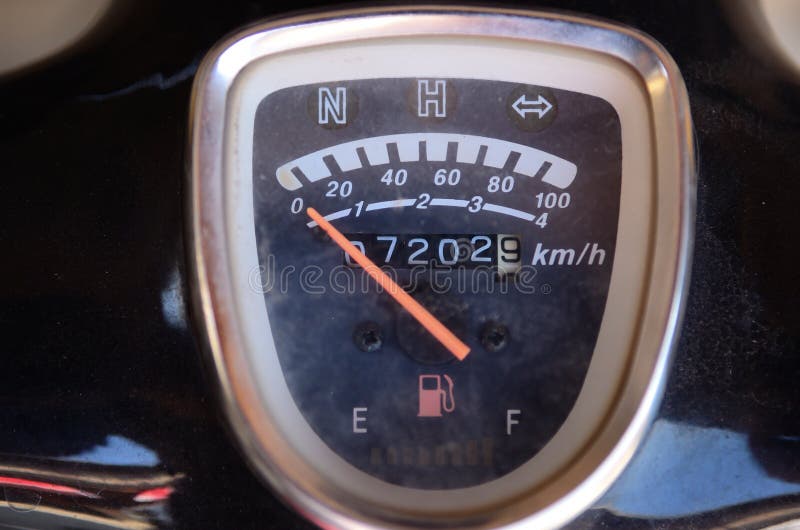 Old motorcycle speed meter stock photo. Image of gauge - 35574690