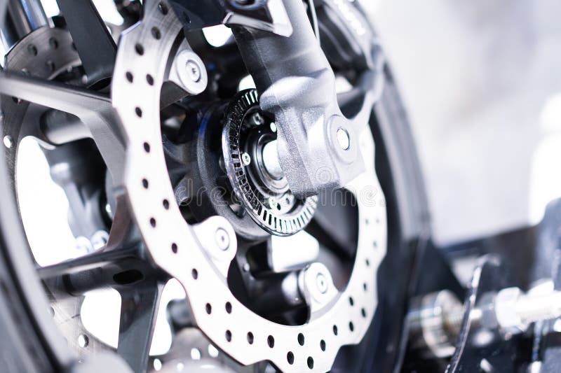 Close-up of Motorcycle Wheel Components, Metal Sprockets, Motorcycle ...