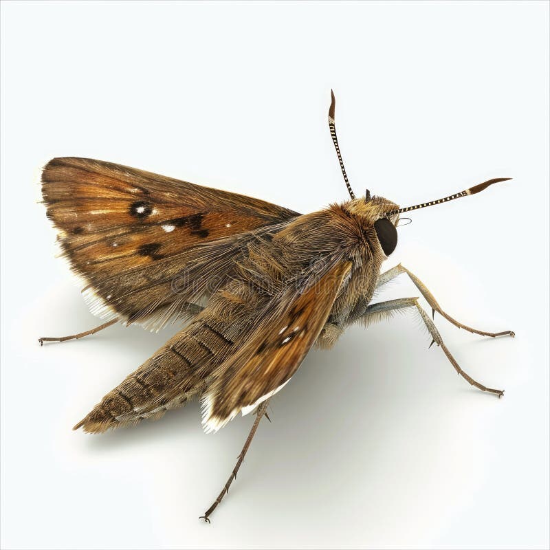 Detailed Brown Skipper Butterfly on White Background Stock Illustration ...