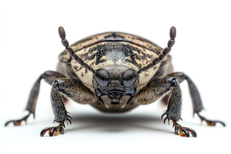 Close-up of a Mottled Longhorn Beetle on White Background Stock ...