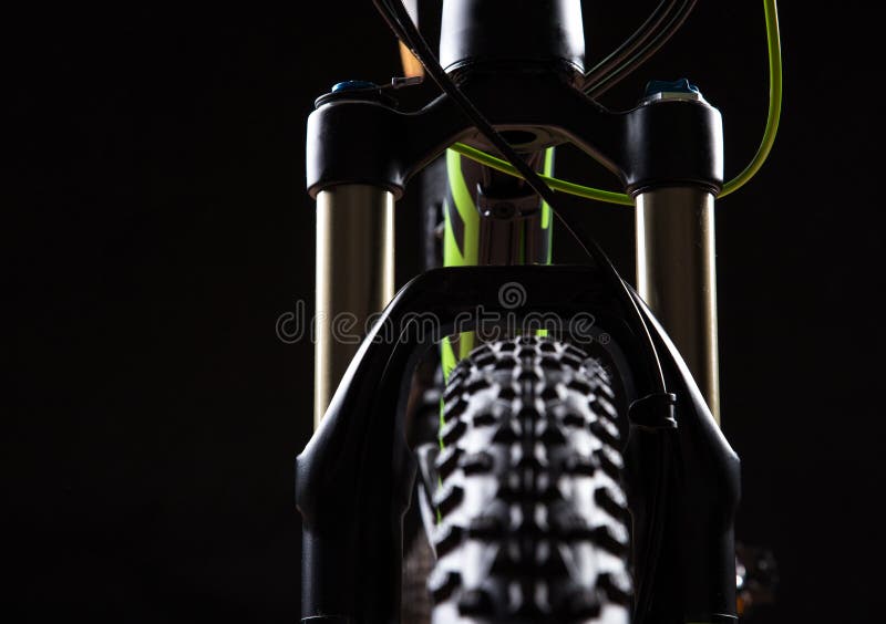Close-up of a Mountain Bike Spring Fork Stock Image - Image of cranks ...