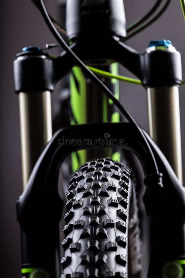Close-up of a Mountain Bike Spring Fork Stock Photo - Image of brake ...